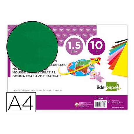 Goma eva liderpapel color verde paquete de 10 hojas (78496)